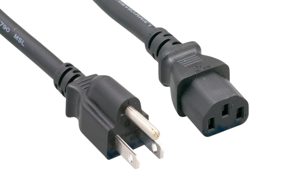 Shielded PC Power Cord (NEMA 5-15P to IE C13) - Low EMI/RFI Cable ...
