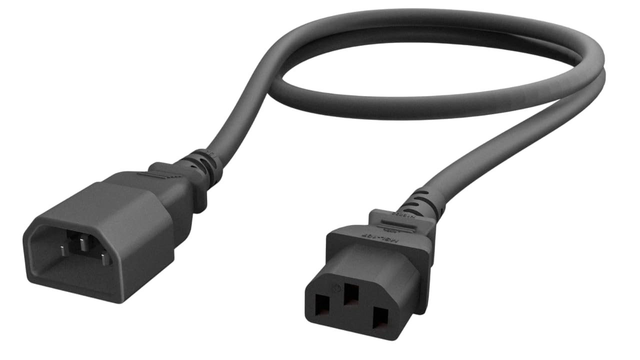IEC 60320 C14 to C13 Power Cord, 16 AWG, 13A/250V, UL Listed, Black ...