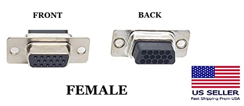 High Density DB15 Female D-Sub Crimp Connector Kit+Metal Hood+15Pins ...