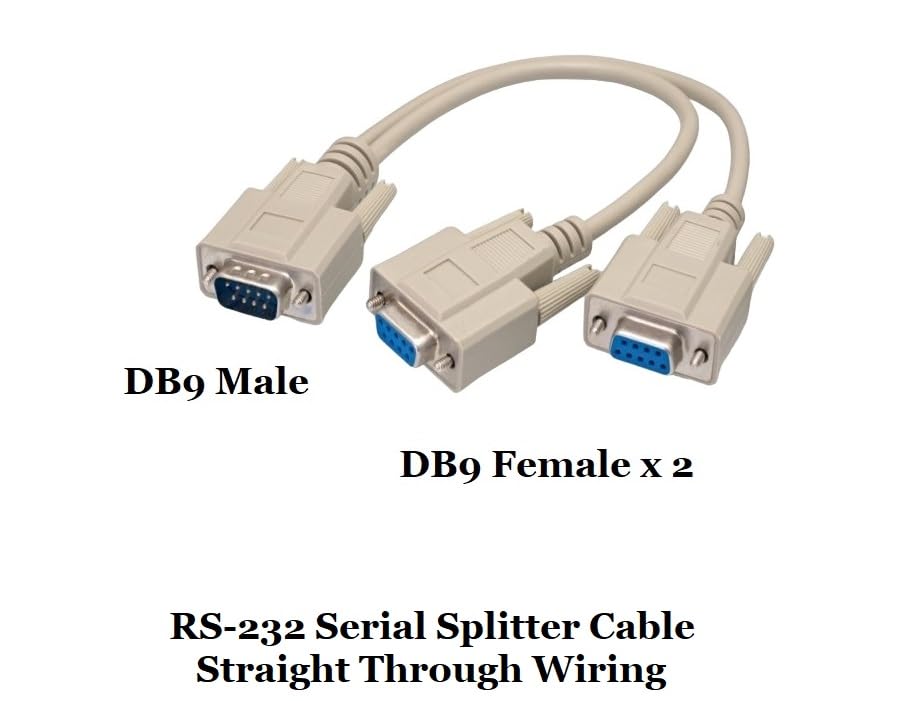 RS-232 Serial Cable Splitter Y Cable, Shielded, Molded, Beige, 12 inch ...