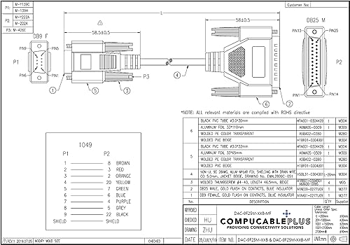 AT Modem Cable, Shielded, Molded, Beige (DB9 to DB25, Female to Male ...